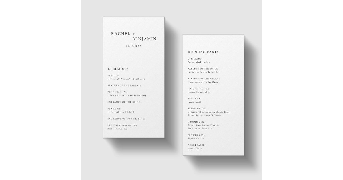Minimalist Simple Wedding Ceremony Program | Zazzle