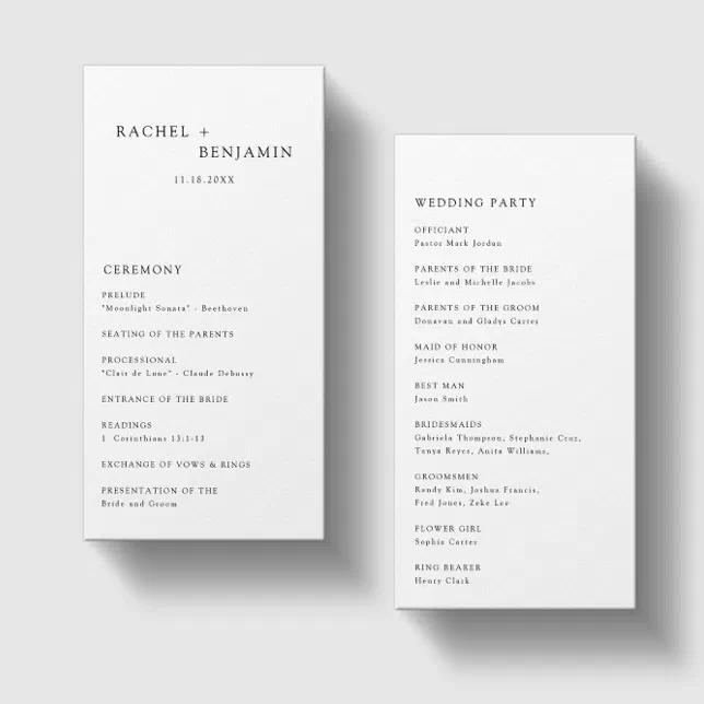 Minimalist Simple Wedding Ceremony Program | Zazzle