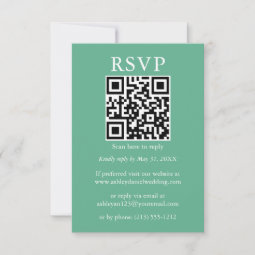 Minimalist Simple Wedding QR RSVP Mint Green Card | Zazzle