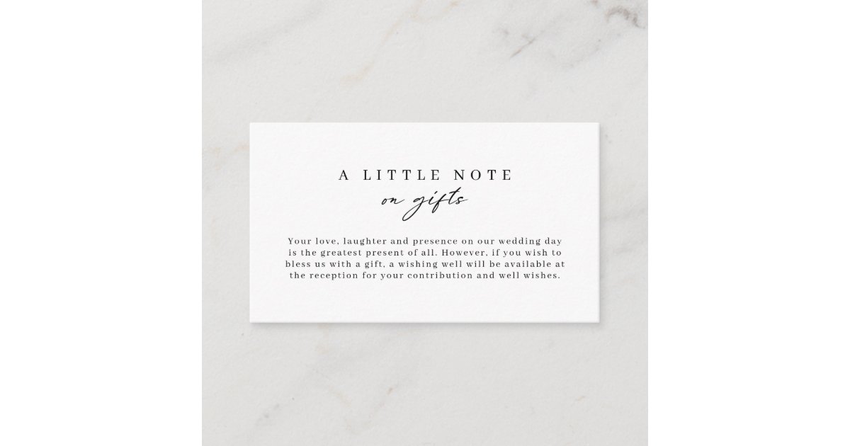 Minimalist Simple Wishing Well Note on gifts Enclosure Card | Zazzle