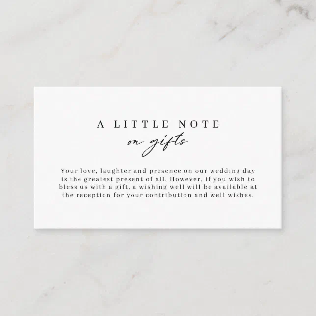 Minimalist Simple Wishing Well Note on gifts Enclosure Card | Zazzle