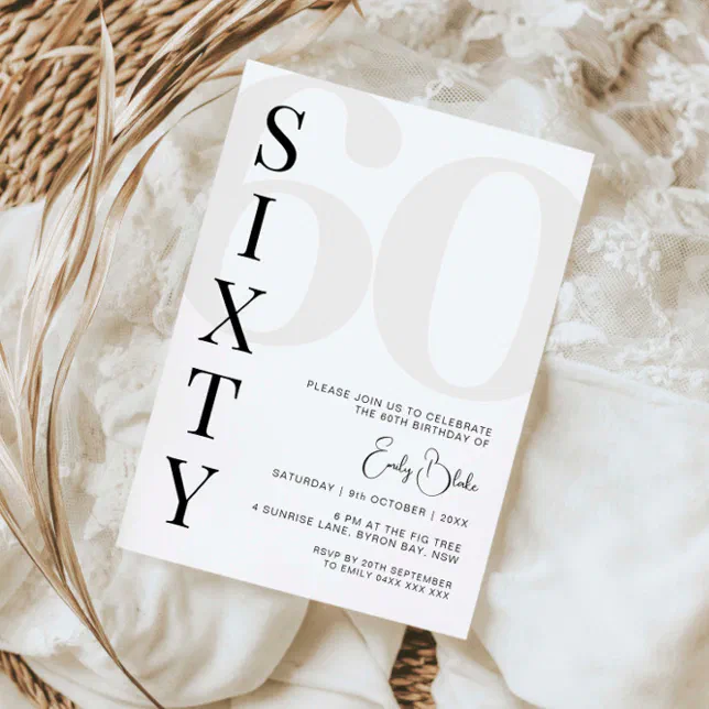 Minimalist Sixty 60th Birthday Party Invitation | Zazzle
