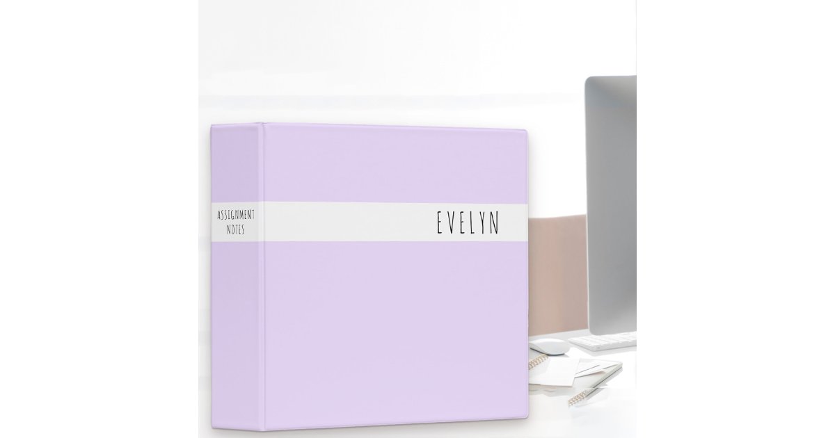 Minimalist Skinny Font Name Pretty Lavender Lilac 3 Ring Binder | Zazzle