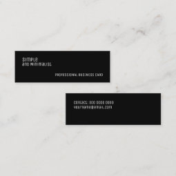 Minimalist slim black mini business card | Zazzle