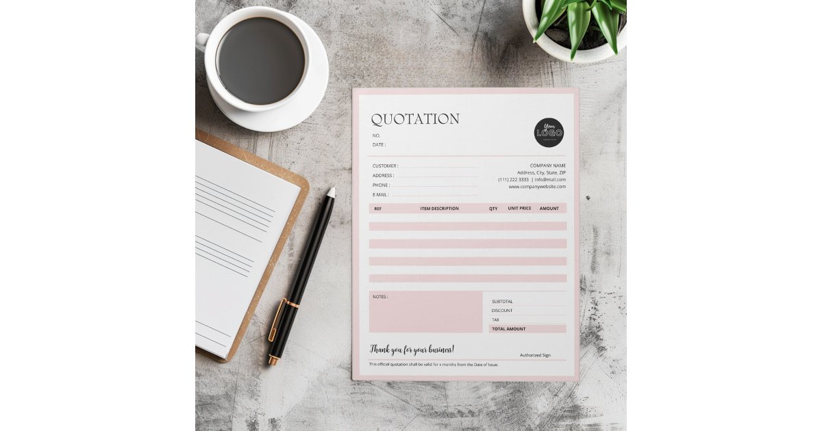 Minimalist Small Business Quotation Invoice Forms Notepad | Zazzle