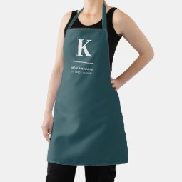 Minimalist Smoke Green Modern Large Initial Apron | Zazzle