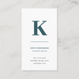 Minimalist Smoke Green Modern Large Initial Business Card | Zazzle