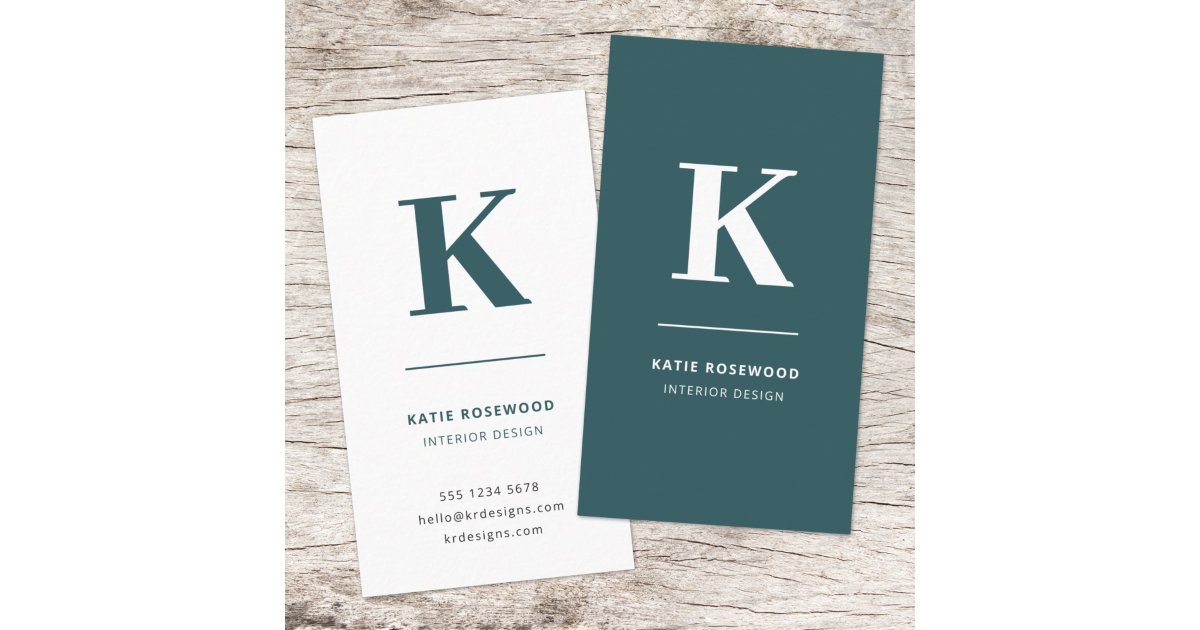 Minimalist Smoke Green Modern Large Initial Business Card | Zazzle
