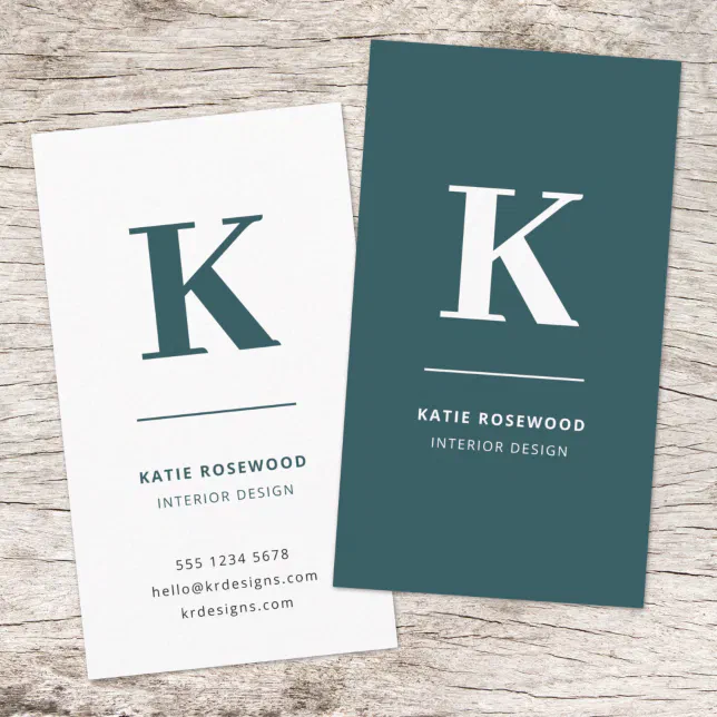 Minimalist Smoke Green Modern Large Initial Business Card | Zazzle