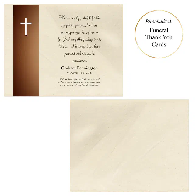 Minimalist Sophisticated Orthodox Memorial Thank You Card | Zazzle