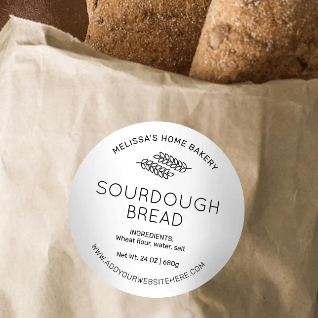 Minimalist Sourdough Bakery Bread Loaf Modern Classic Round Sticker ...