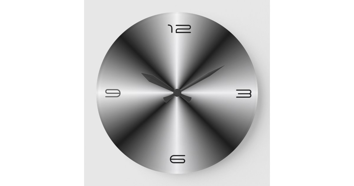 Minimalist Stainless Steel Look>Wall Clock | Zazzle