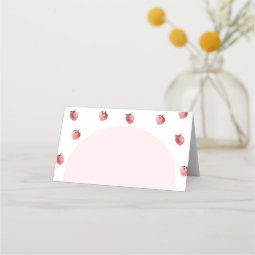 Minimalist strawberry food card. Strawberry Place Card | Zazzle