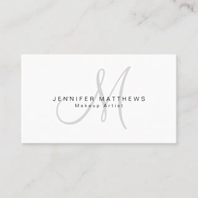 Minimalist Stylish Gray Monogram Name Business Card | Zazzle