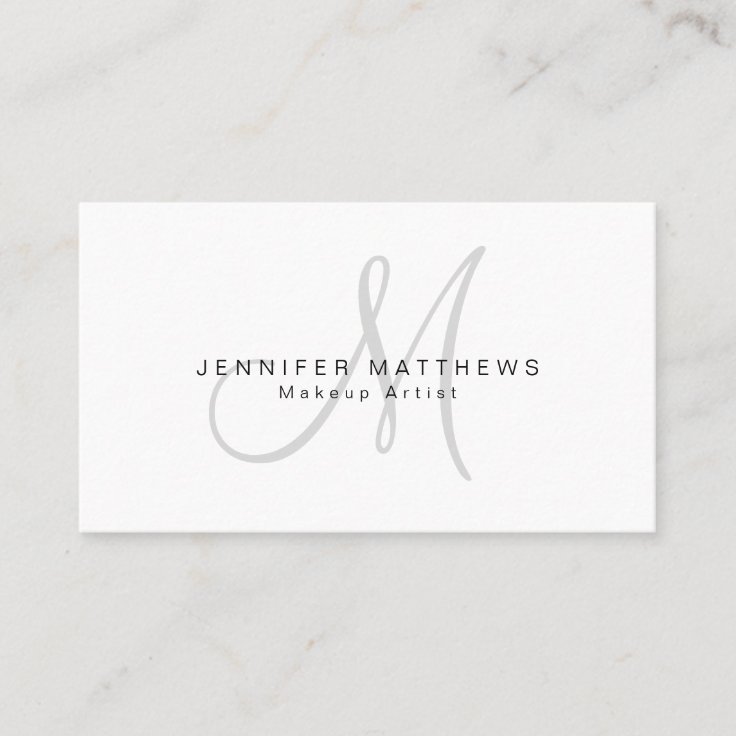Minimalist Stylish Gray Monogram Name Business Card | Zazzle