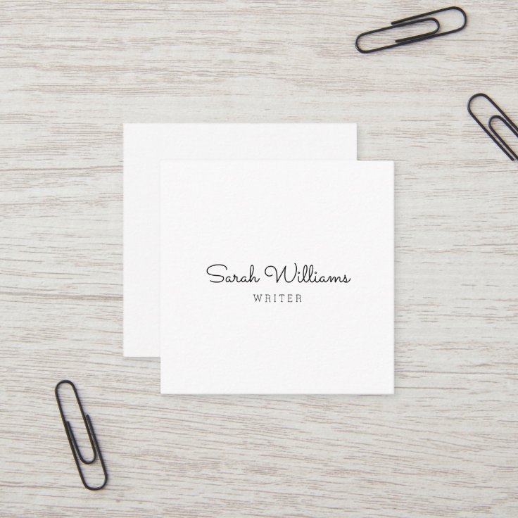 Minimalist Stylish Handwritten Script Square Square Business Card | Zazzle