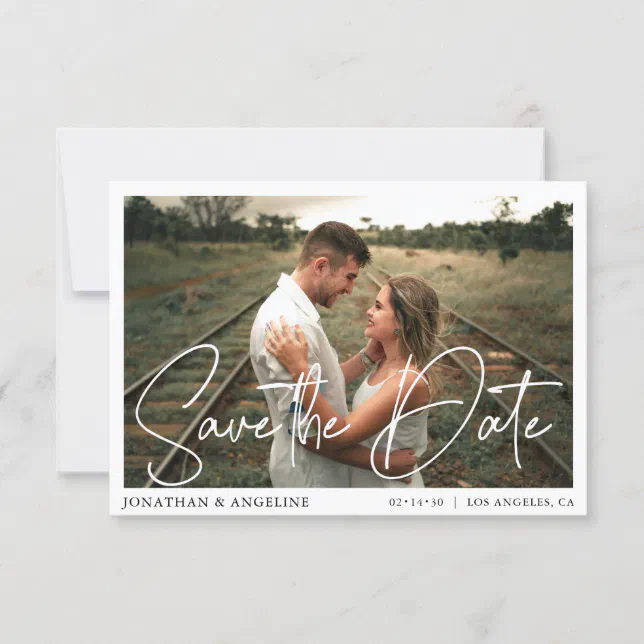 Minimalist Stylish Save The Date Wedding Photo Invitation | Zazzle