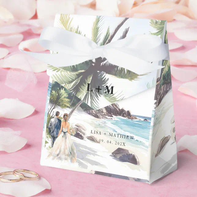 Minimalist Summer Beach Destination Wedding Favor Boxes | Zazzle