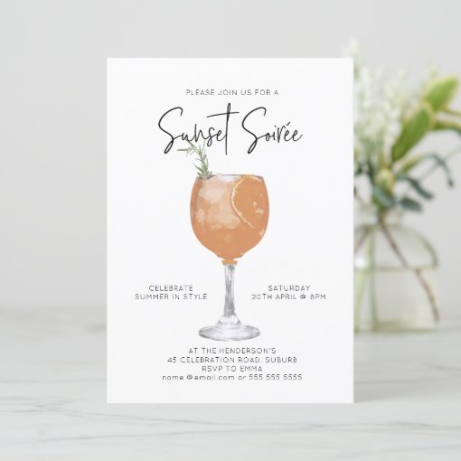 Minimalist Sunset Summer Cocktail Party Invitation | Zazzle