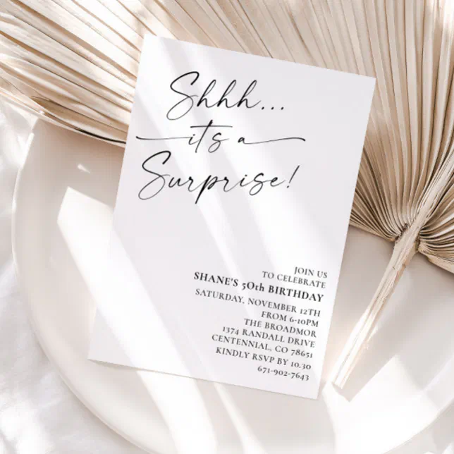 Minimalist Surprise Birthday Party Invitation | Zazzle