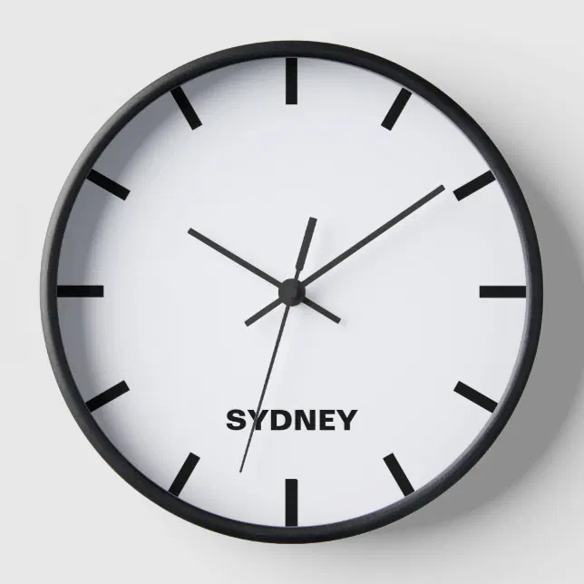 Minimalist Sydney Time Zone Newsroom Wall Clock | Zazzle