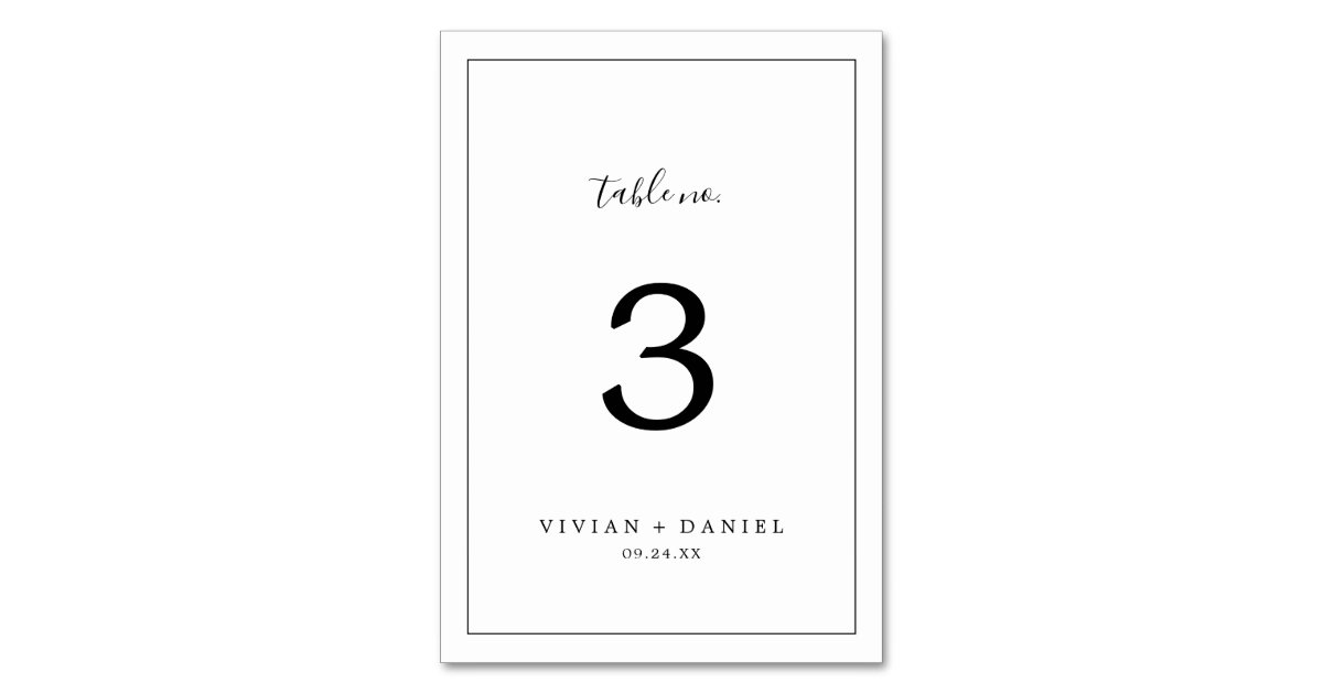 Minimalist Table Number | Zazzle