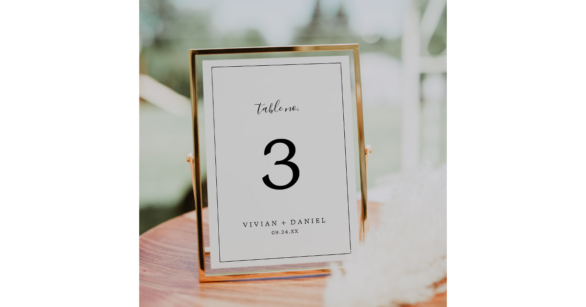 Minimalist Table Number | Zazzle