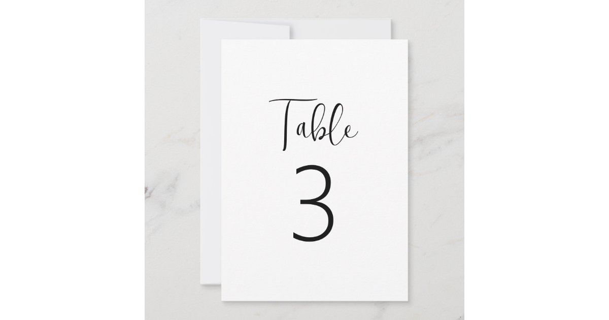 Minimalist Table Number in Classic Black and White | Zazzle