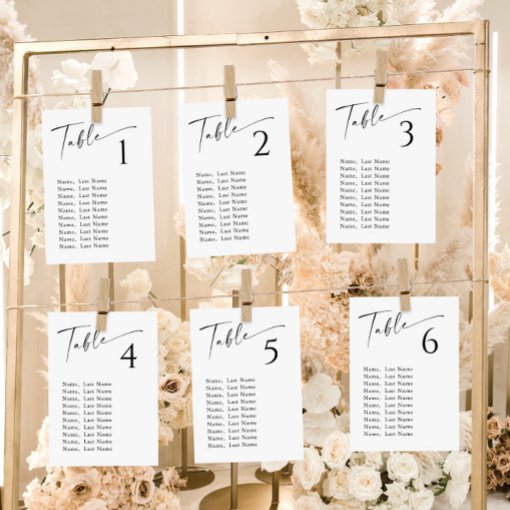 Minimalist Table Number Seating Chart Simple Cards | Zazzle