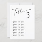 Minimalist Table Number Seating Chart Simple Cards | Zazzle