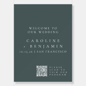 Minimalist Teal Wedding Program QR Code Sign | Zazzle
