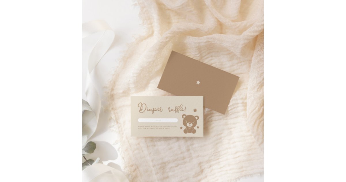 Minimalist Teddy Bear Diaper Raffle Baby Shower Enclosure Card | Zazzle