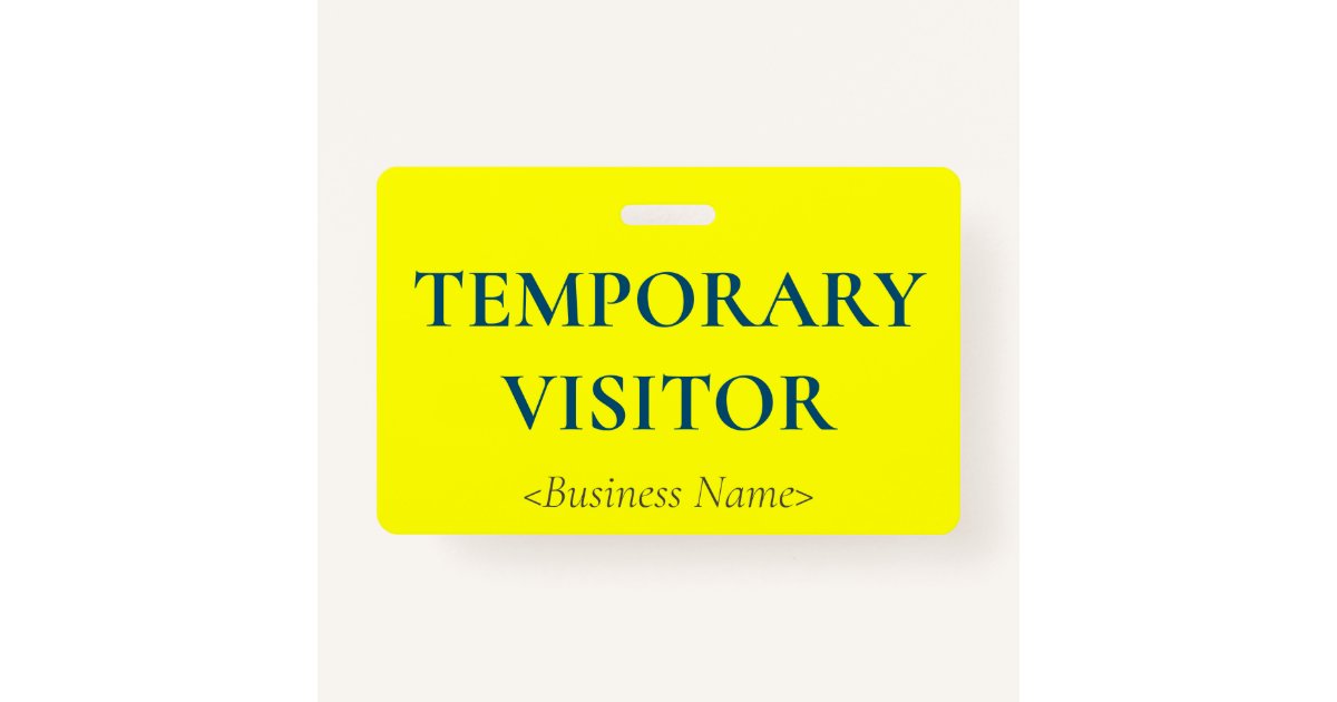 Minimalist "TEMPORARY VISITOR" Badge | Zazzle