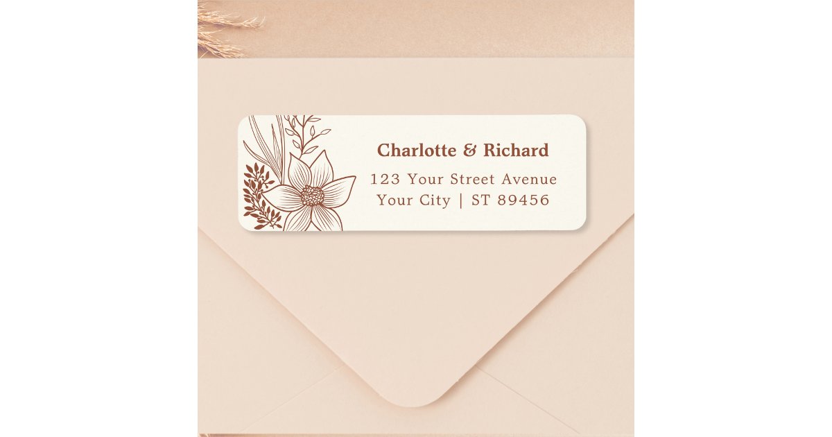 Minimalist Terracotta Burnt Orange Return Address Label | Zazzle