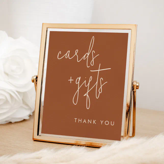 Minimalist Terracotta Cards and Gifts Sign | Zazzle