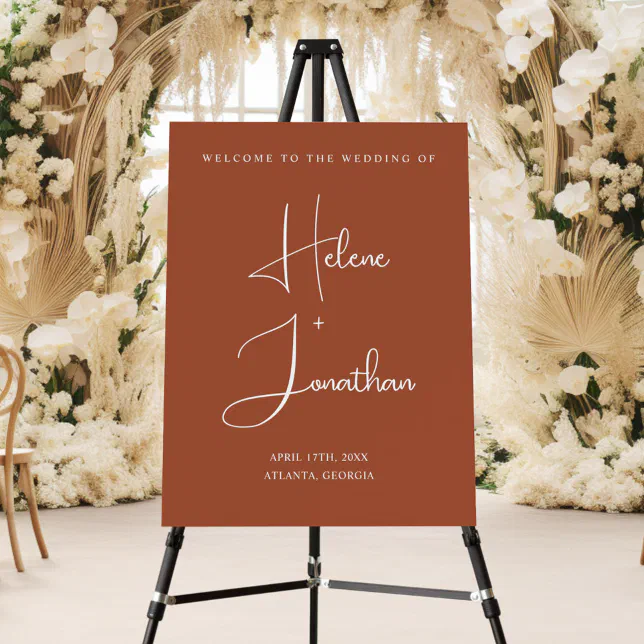 Minimalist Terracotta Elegant Wedding Welcome Foam Board | Zazzle