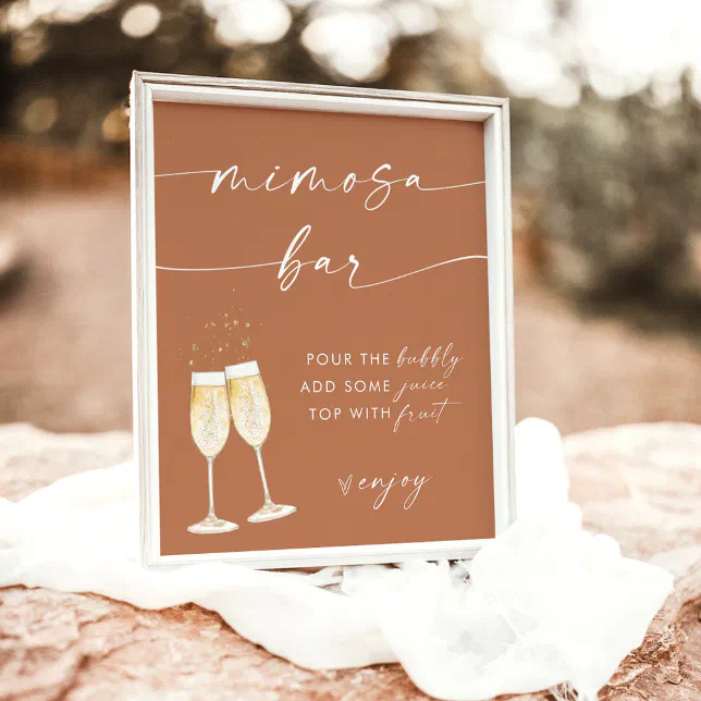 Minimalist Terracotta Mimosa Bar Sign | Zazzle