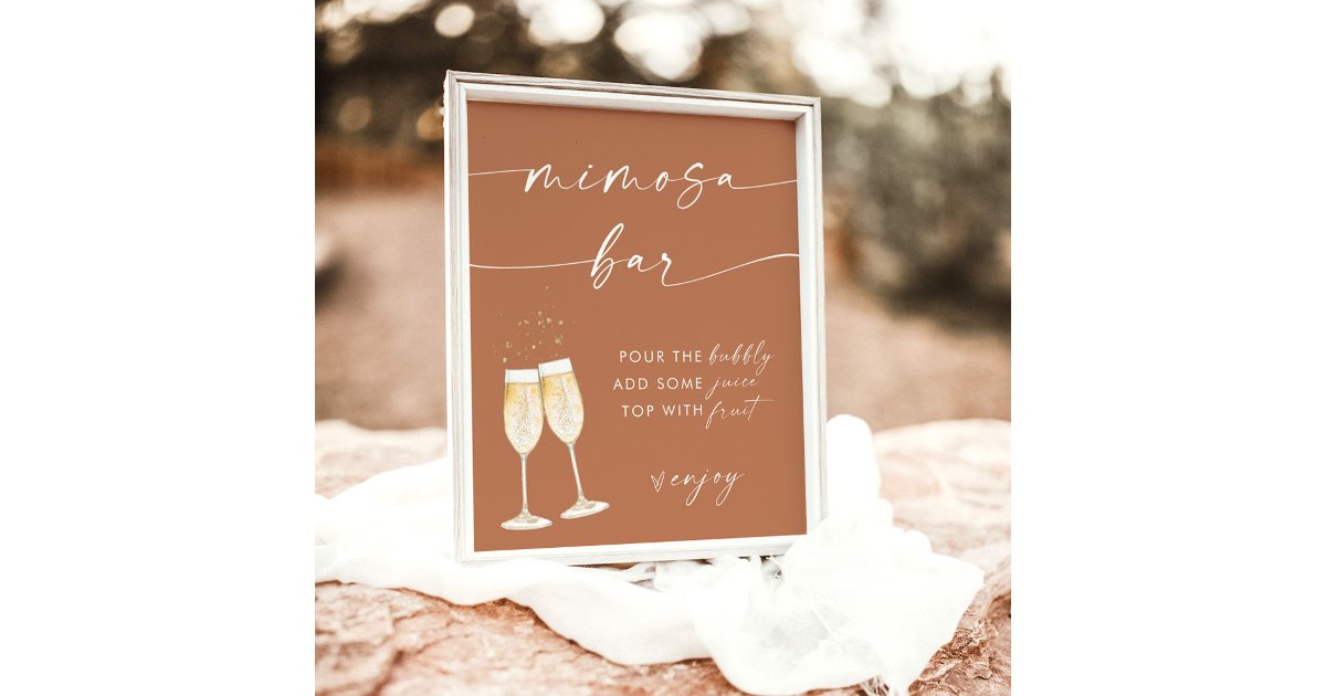 Minimalist Terracotta Mimosa Bar Sign | Zazzle