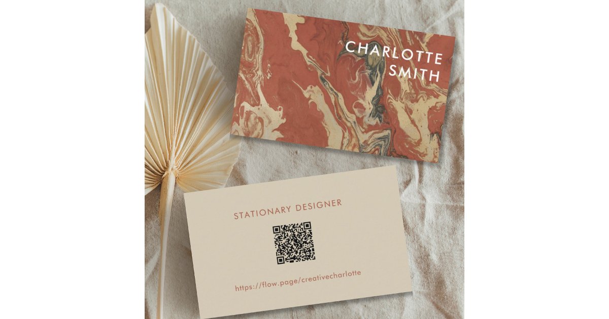 Minimalist Terracotta Watercolor Brown QR Code Business Card | Zazzle