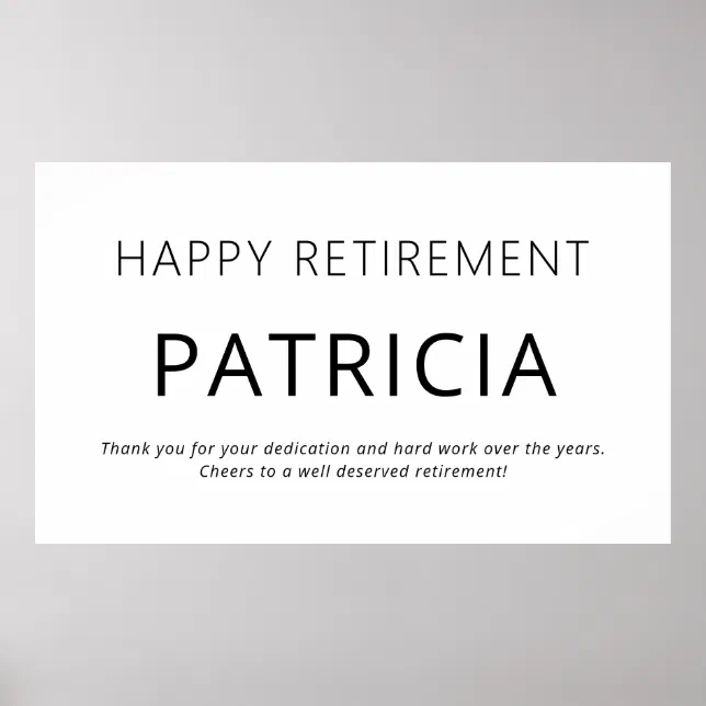 Minimalist Text Black White Happy Retirement Poster | Zazzle