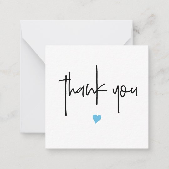 Minimalist Thank You Blue Heart Compact Note Card | Zazzle.com