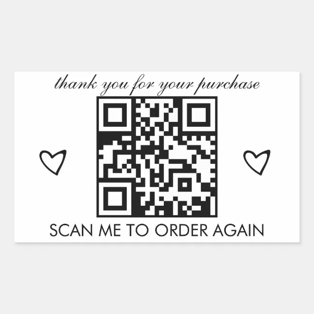Minimalist Thank You Boutique Business QR Code Rectangular Sticker | Zazzle