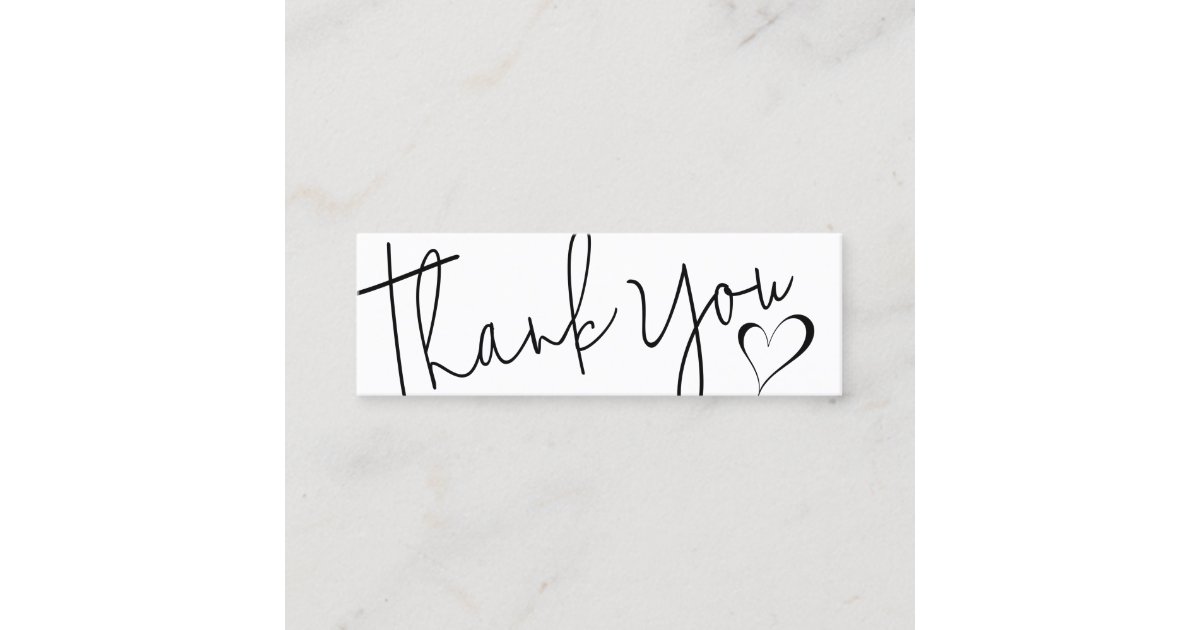 Minimalist Thank You Script Heart | QR CODE Mini Business Card | Zazzle