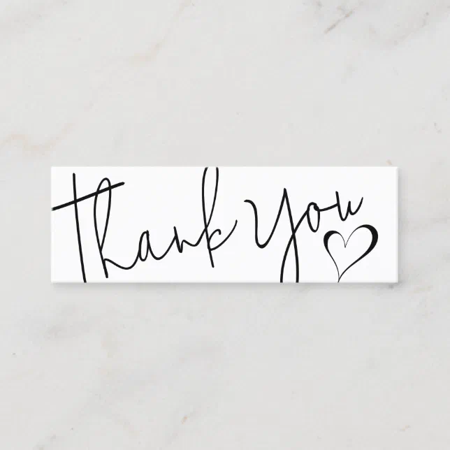Minimalist Thank You Script Heart | QR CODE Mini Business Card | Zazzle