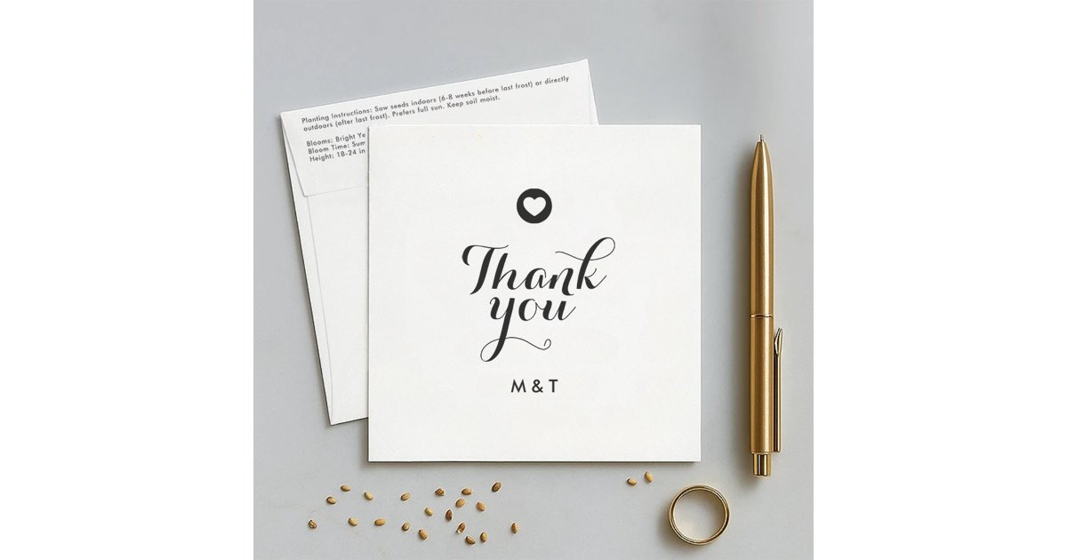 Minimalist Thank You Wedding Favor Seed Packet Envelope | Zazzle