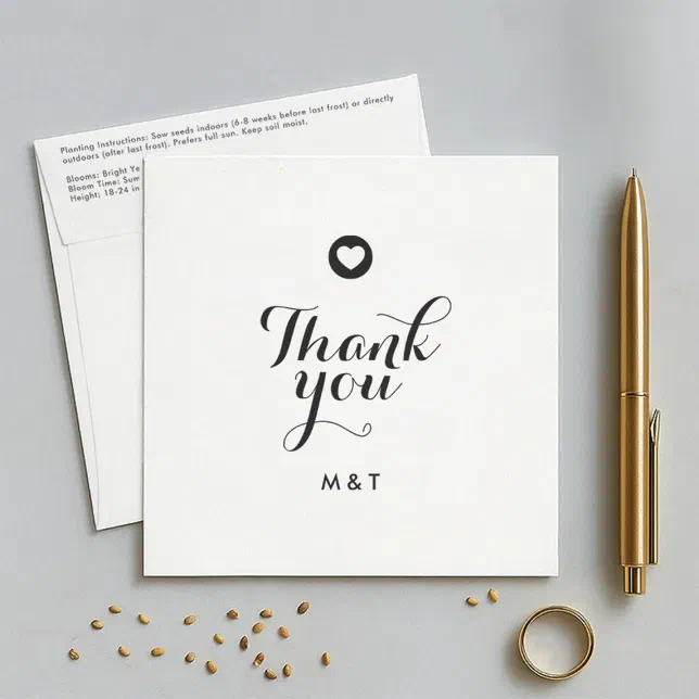 Minimalist Thank You Wedding Favor Seed Packet Envelope | Zazzle