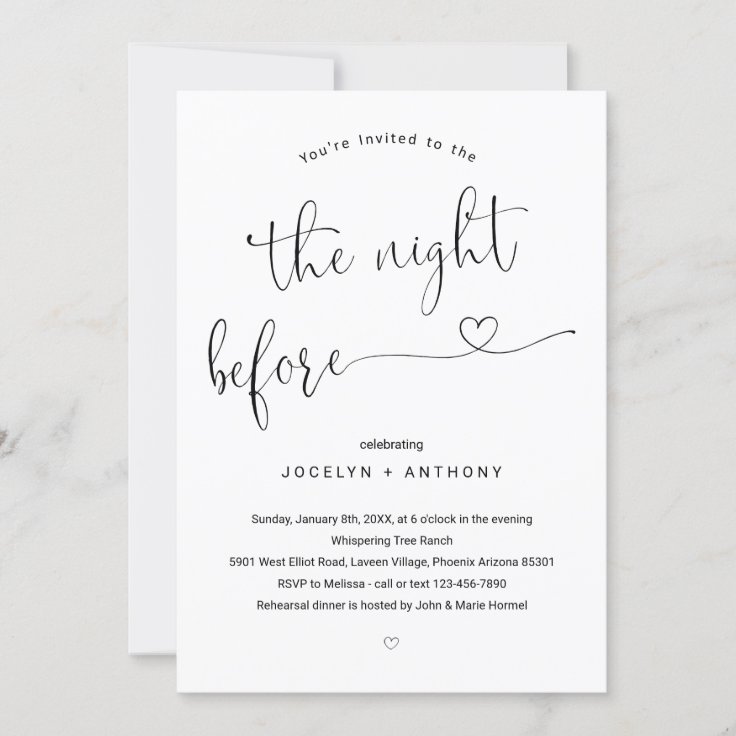 Minimalist The Night Before Rehearsal Dinner Invitation | Zazzle