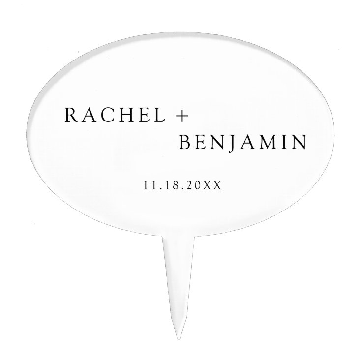 Minimalist Traditional Simple Black White wedding Cake Topper | Zazzle