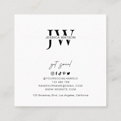 Minimalist Trendy Full Photo Simple Photography Square Business Card ...