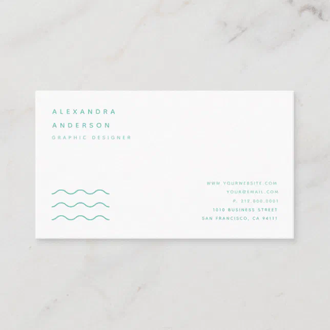 Minimalist Turquoise Blue & White Business Card | Zazzle